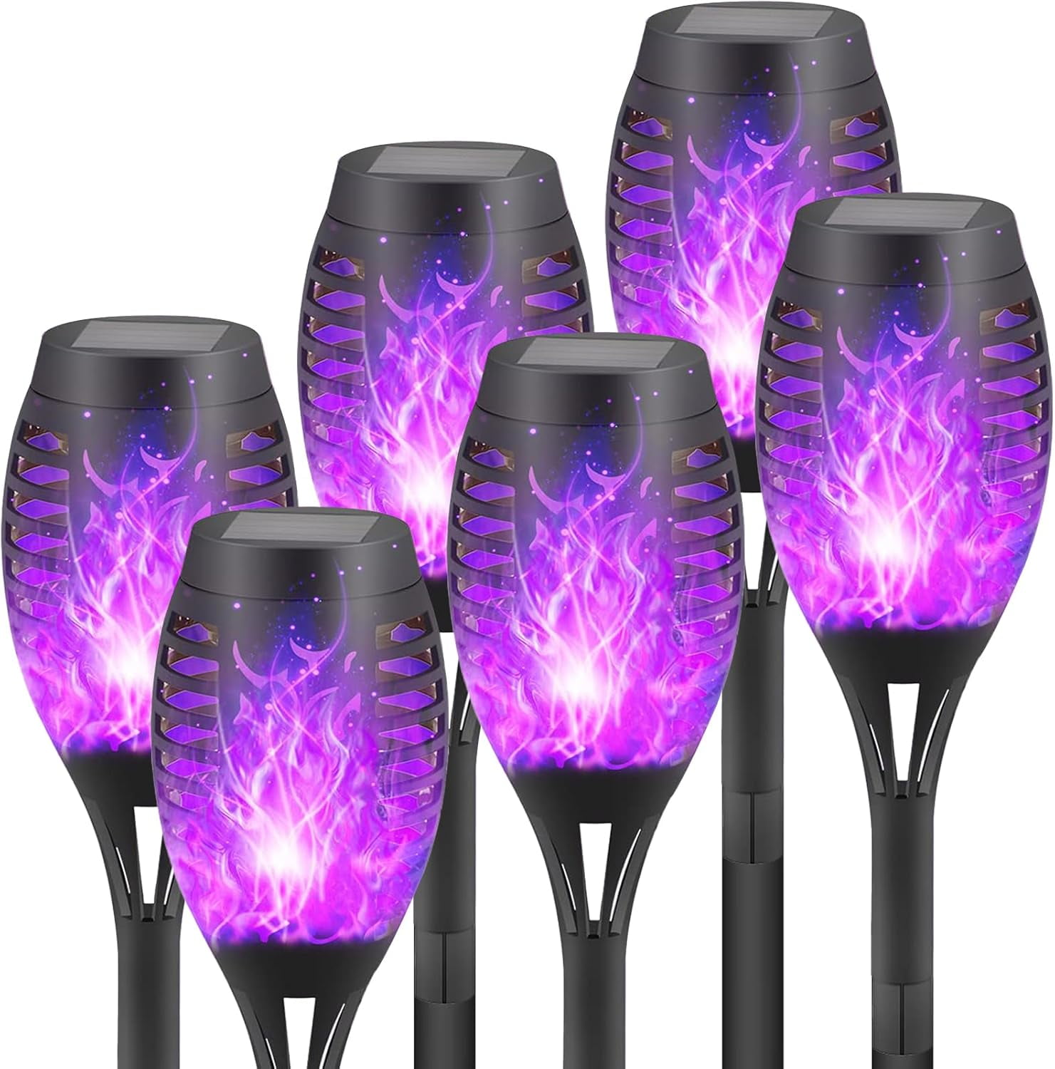 6-Pack Purple Solar Flickering Flame Torches \u2013 Waterproof Solar ...