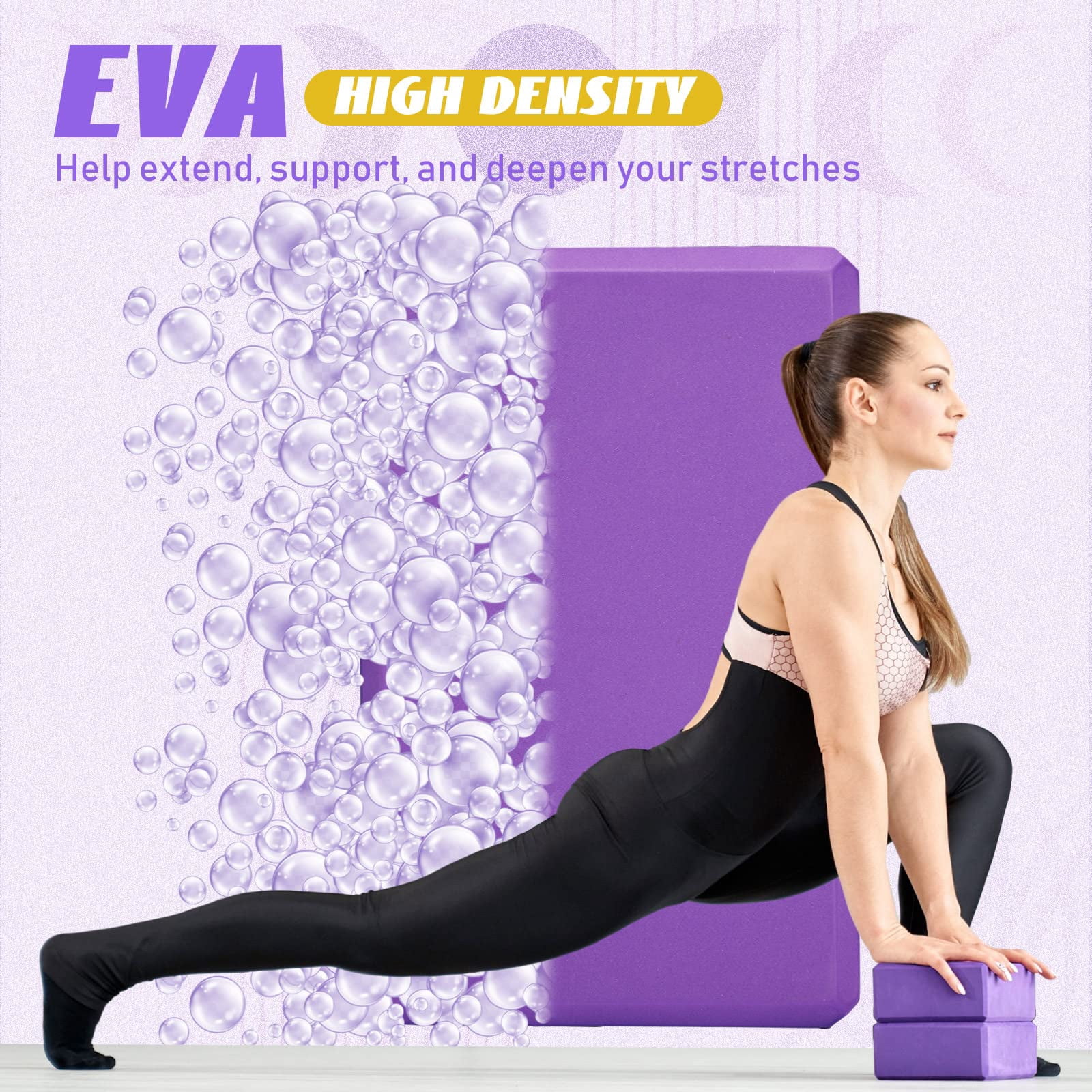 6 Pack Purple Yoga Blocks 9 x 6 x 4 Inch EVA Foam Props for Pilates ...