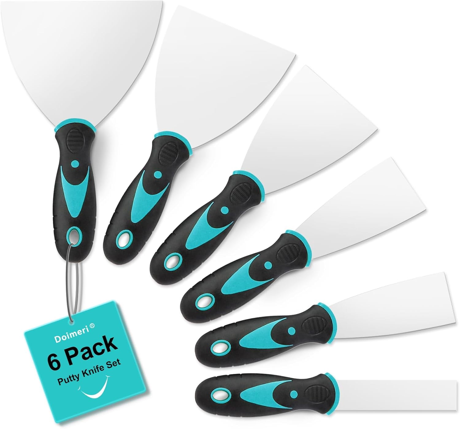 6 Pack Putty Knife, 1” 1.5” 2” 3” 4” 5” Spackle Knives, Premium ...