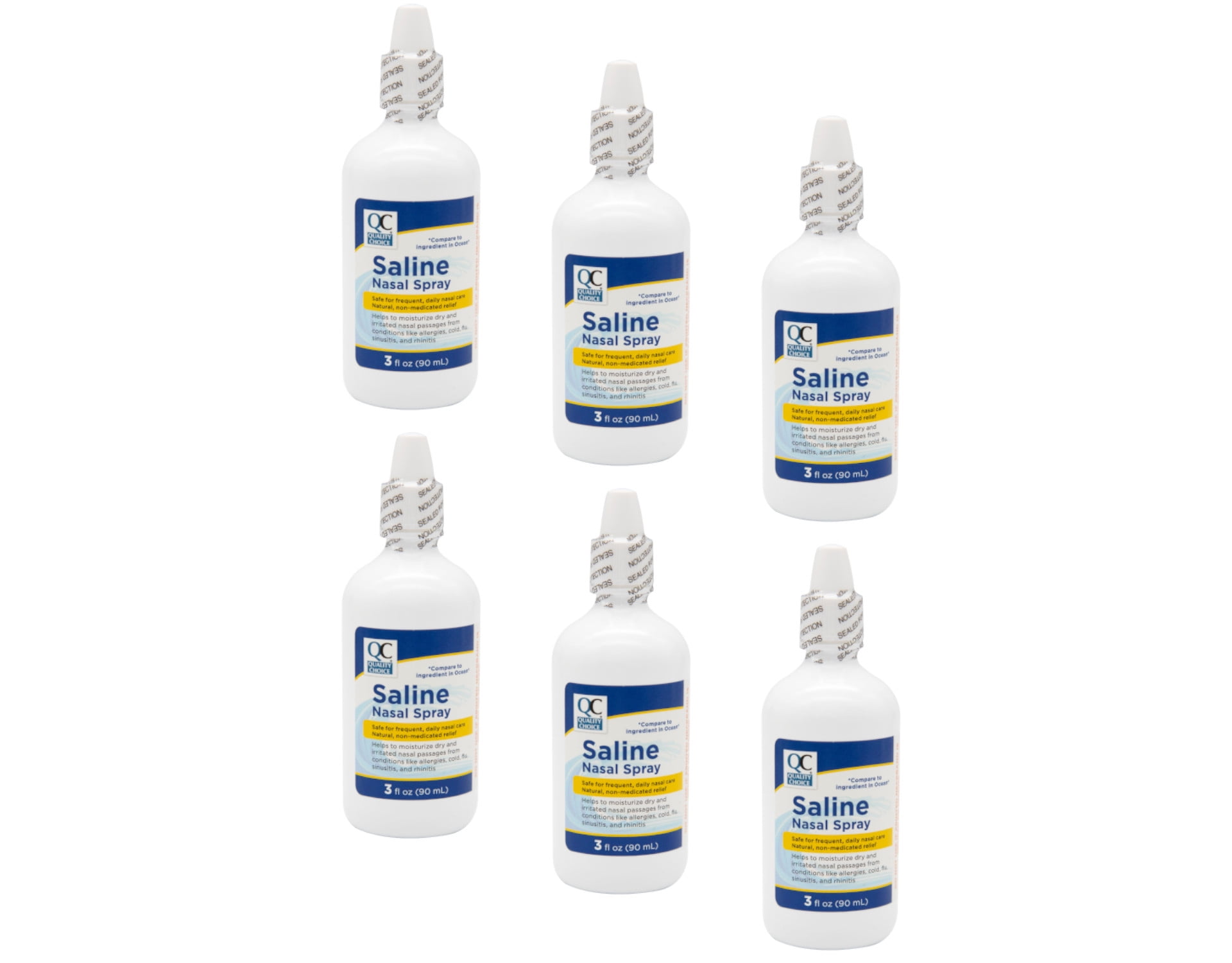 6 Pack QC Saline Nasal Relief Moisturizing Spray 1.5 Oz (Compare to ...