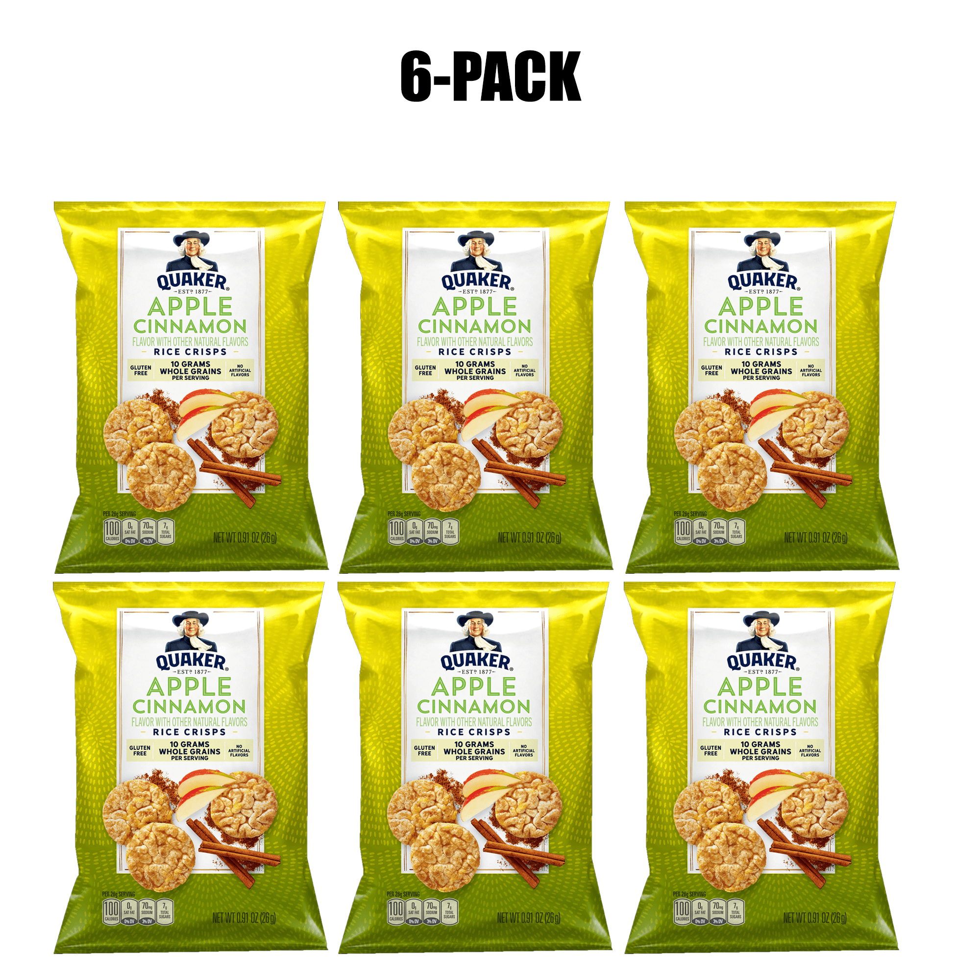 6 Pack Quaker Rice Crisps with Apple Cinnamon Flavour, Gluten Free ...