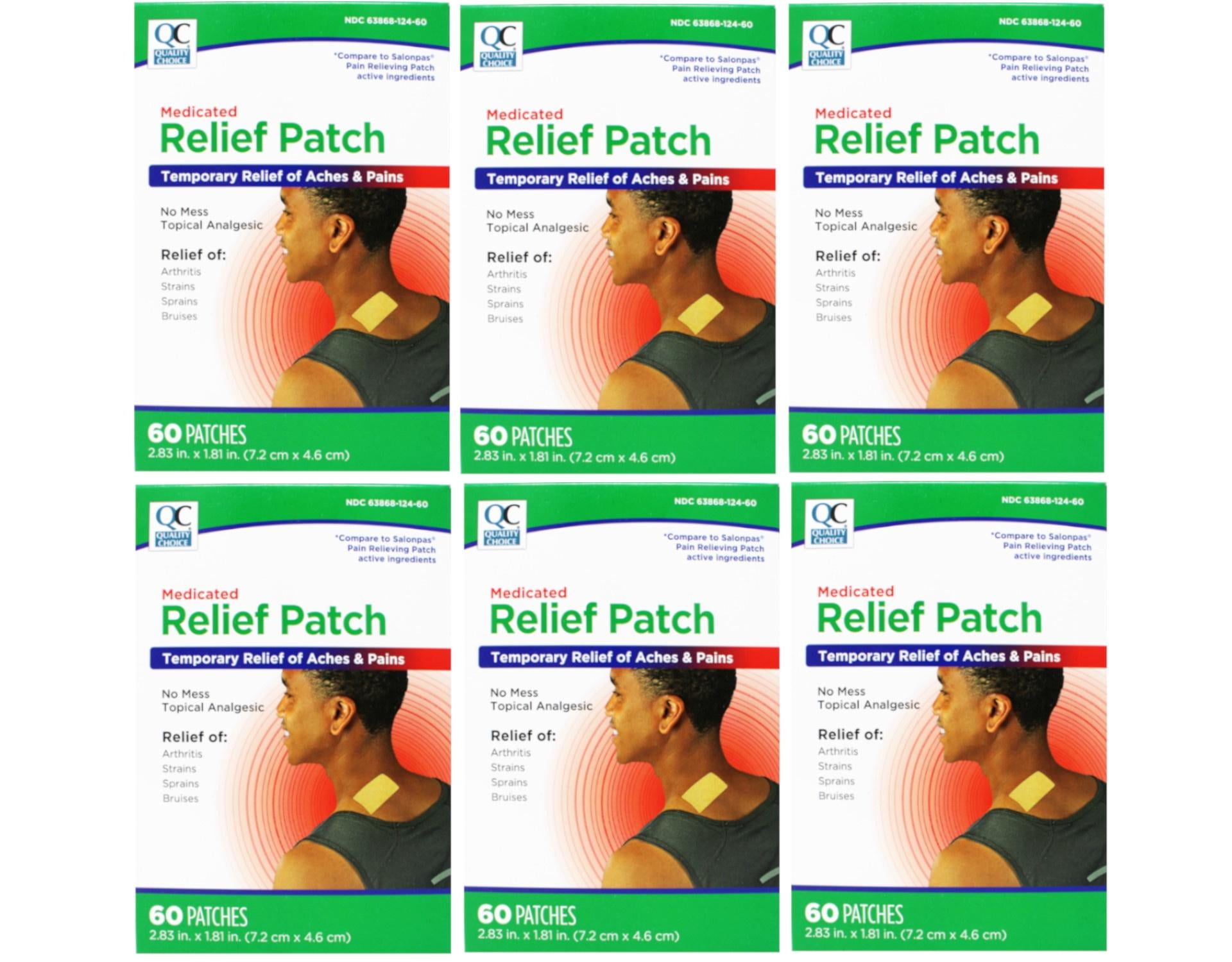 6 Pack -Quality Choice Medicated Relief Patch, Temporary Relief of ...