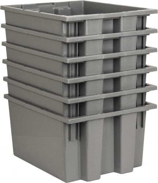 6 Pack Quantum Storage SNT190 Gray Stack & Nest Totes, 19.5" x 15.5" x ...