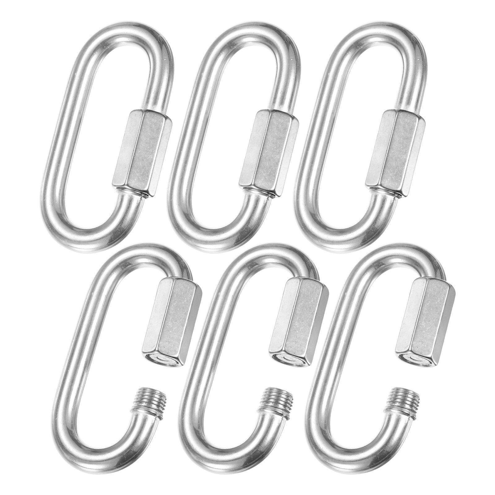 6-Pack Quick Chain Link Connector, M10 3/8 304 Stainless Steel D-Shape ...