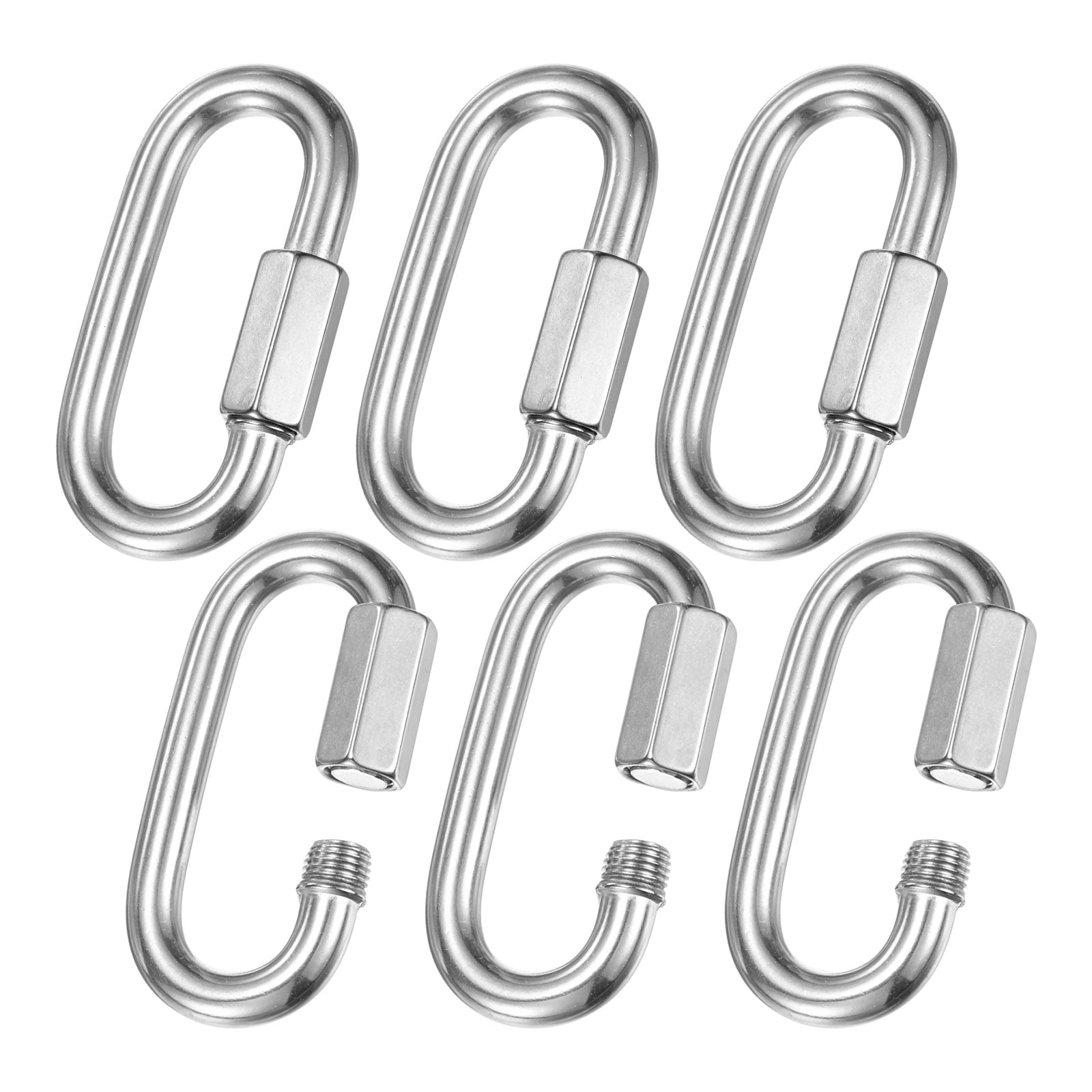 6-Pack Quick Chain Link Connector, M10 3/8" 316 Stainless Steel D-Shape ...