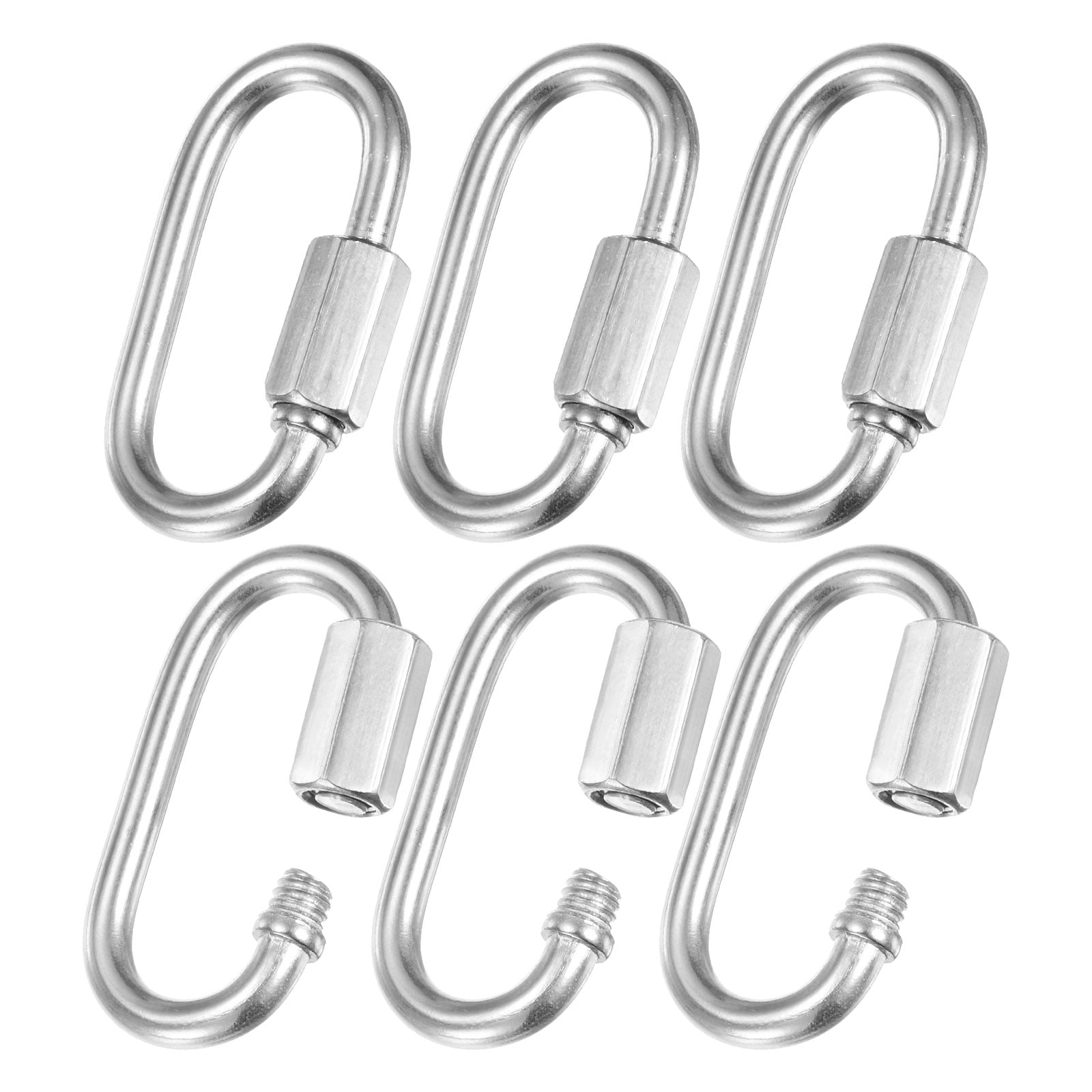 6-Pack Quick Chain Link Connector, M3.5 1/8 304 Stainless Steel D-Shape ...