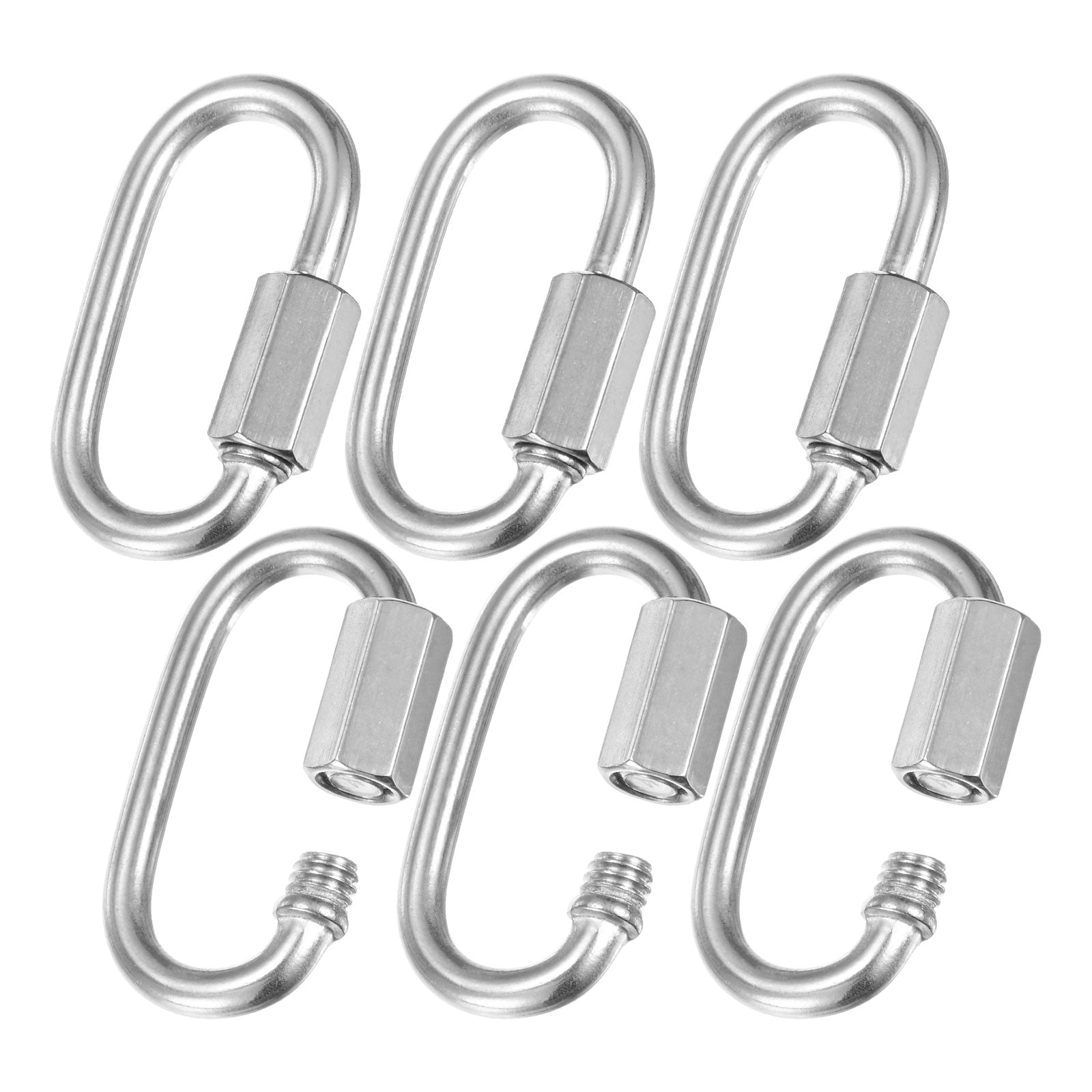6-Pack Quick Chain Link Connector, M4 5/32 304 Stainless Steel D-Shape ...