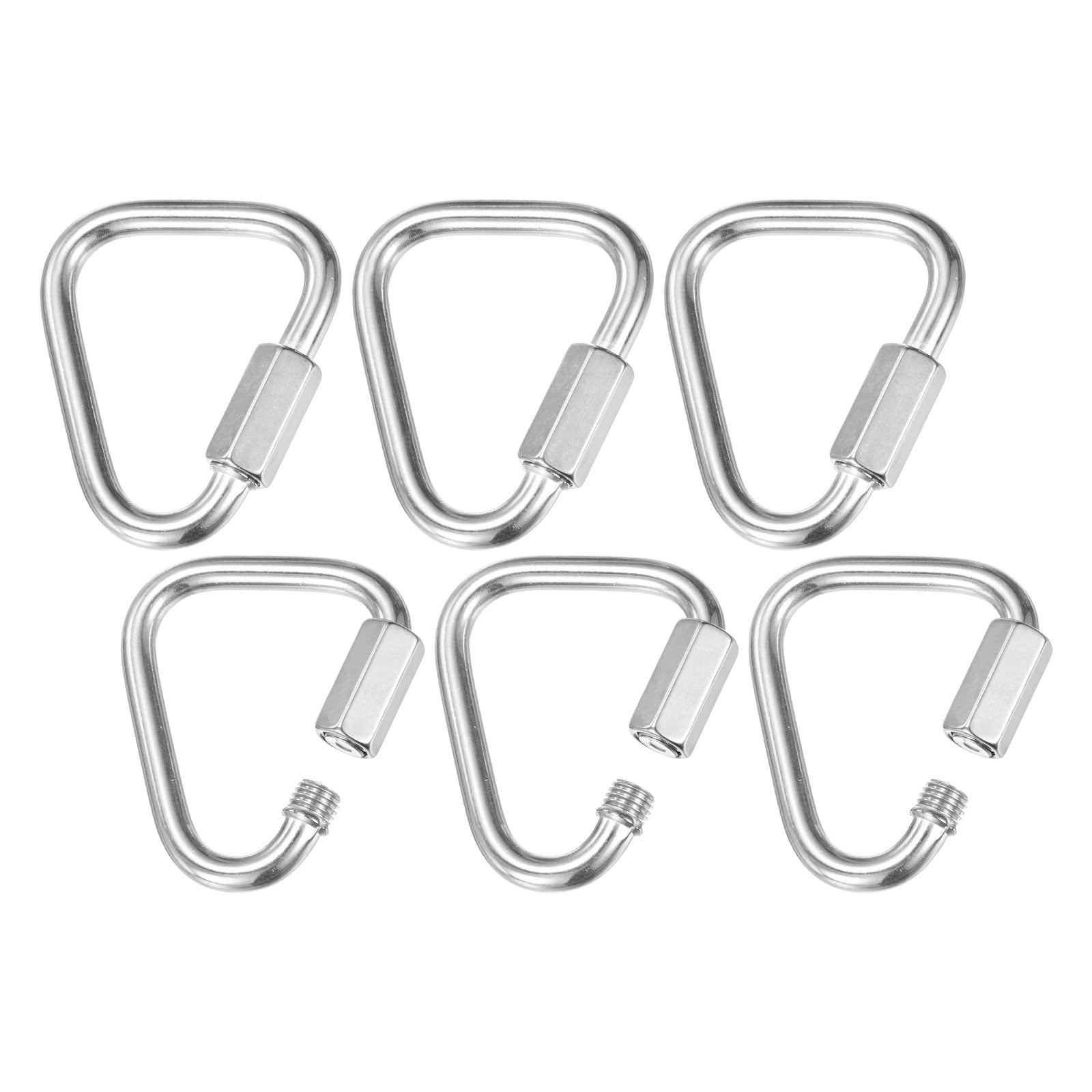 6-Pack Quick Chain Link Connector, M6 1/4" 304 Stainless Steel Triangle ...