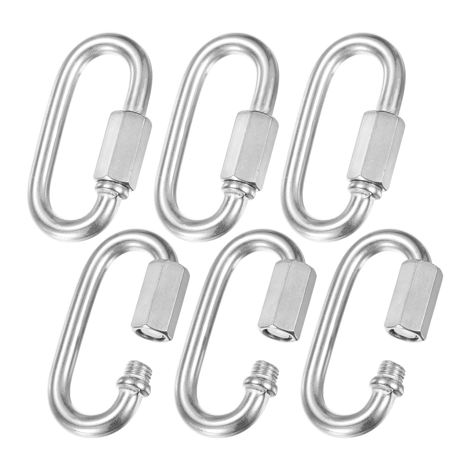 6-Pack Quick Chain Link Connector, M8 5/16 304 Stainless Steel D-Shape ...