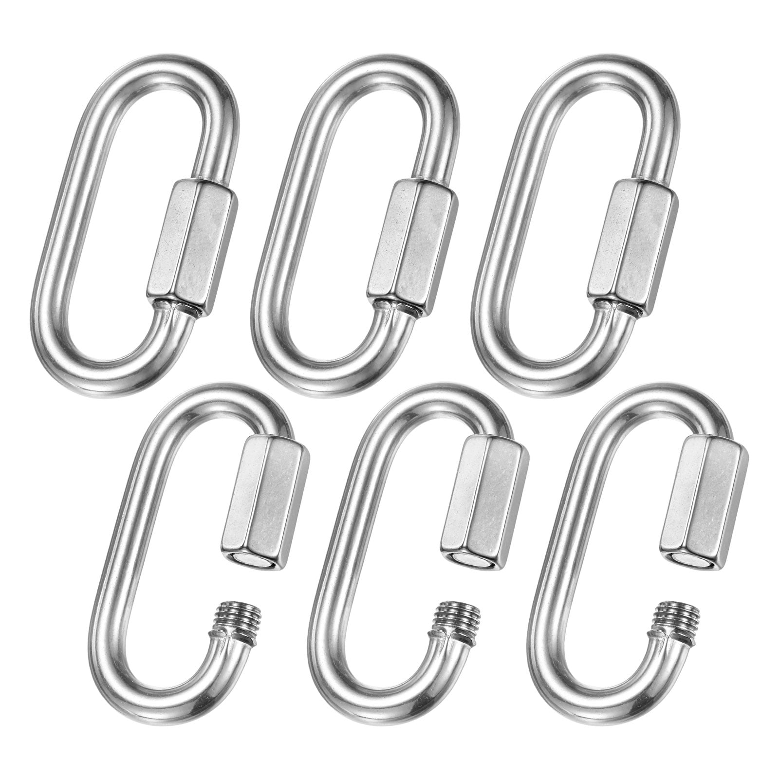 6-Pack Quick Chain Link Connector, M8 5/16" 316 Stainless Steel D-Shape ...