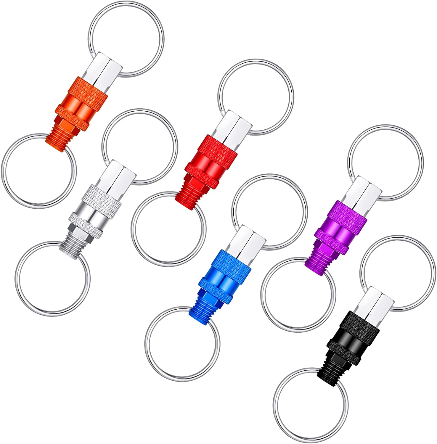 6 Pack Quick Release Keychain Detachable Key Ring Pull Apart Coupler ...