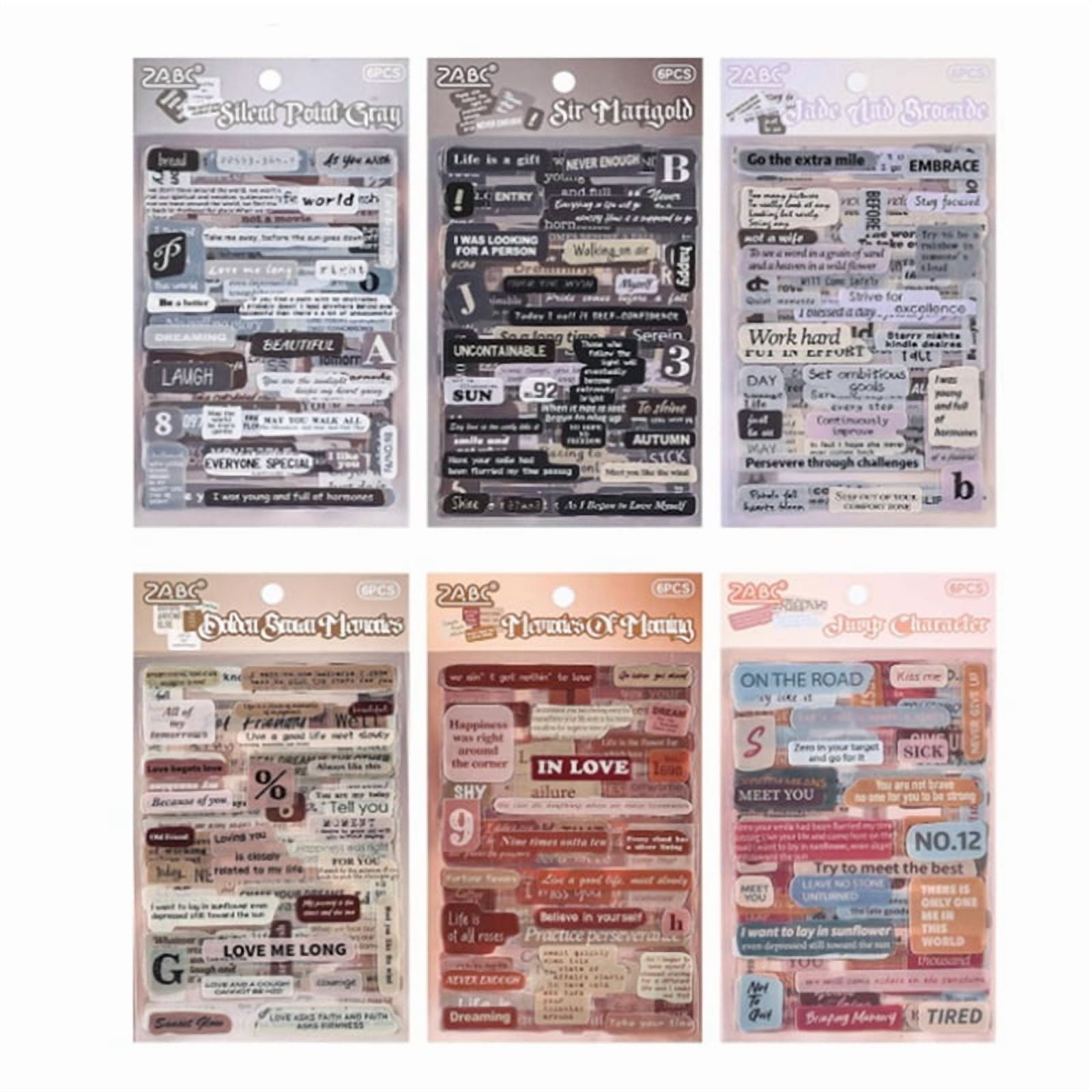 6 Pack Quote Stickers for Journaling Scrapbooking, 36 Sheets Funny ...