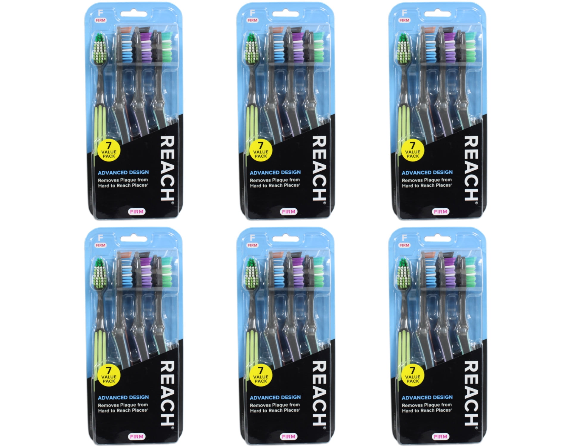 6 Pack REACH Advanced Design Adult Toothbrush, Firm, 7 Count - Walmart.com
