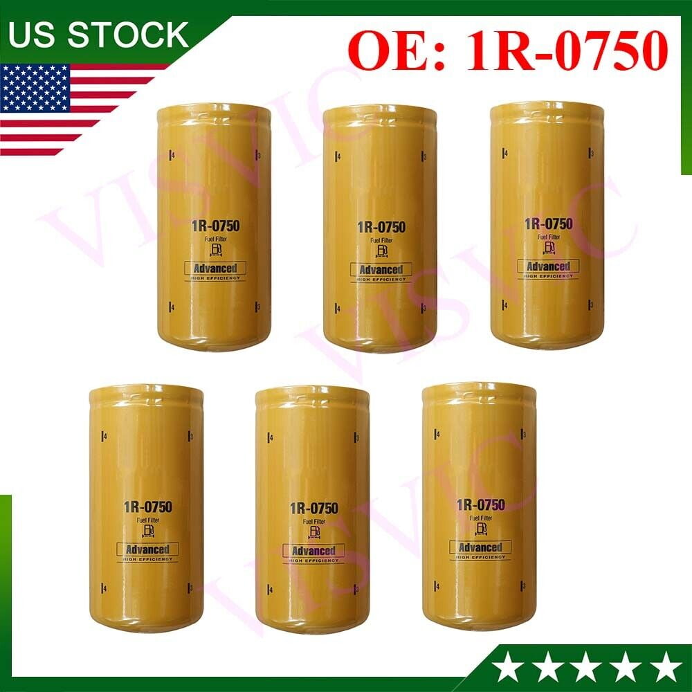 6 Pack REPLACEMENT FOR CAT 1R-0750 FUEL FILTER / CATERPILLAR 1R-0750 ...