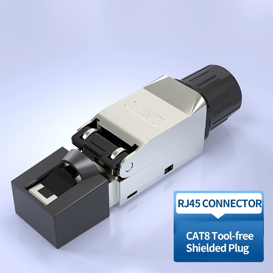 6-Pack RJ45 Connectors Tool Free Cat 8, Cat8 Field Termination Plug Shielded RJ45 Modular Plugs ...
