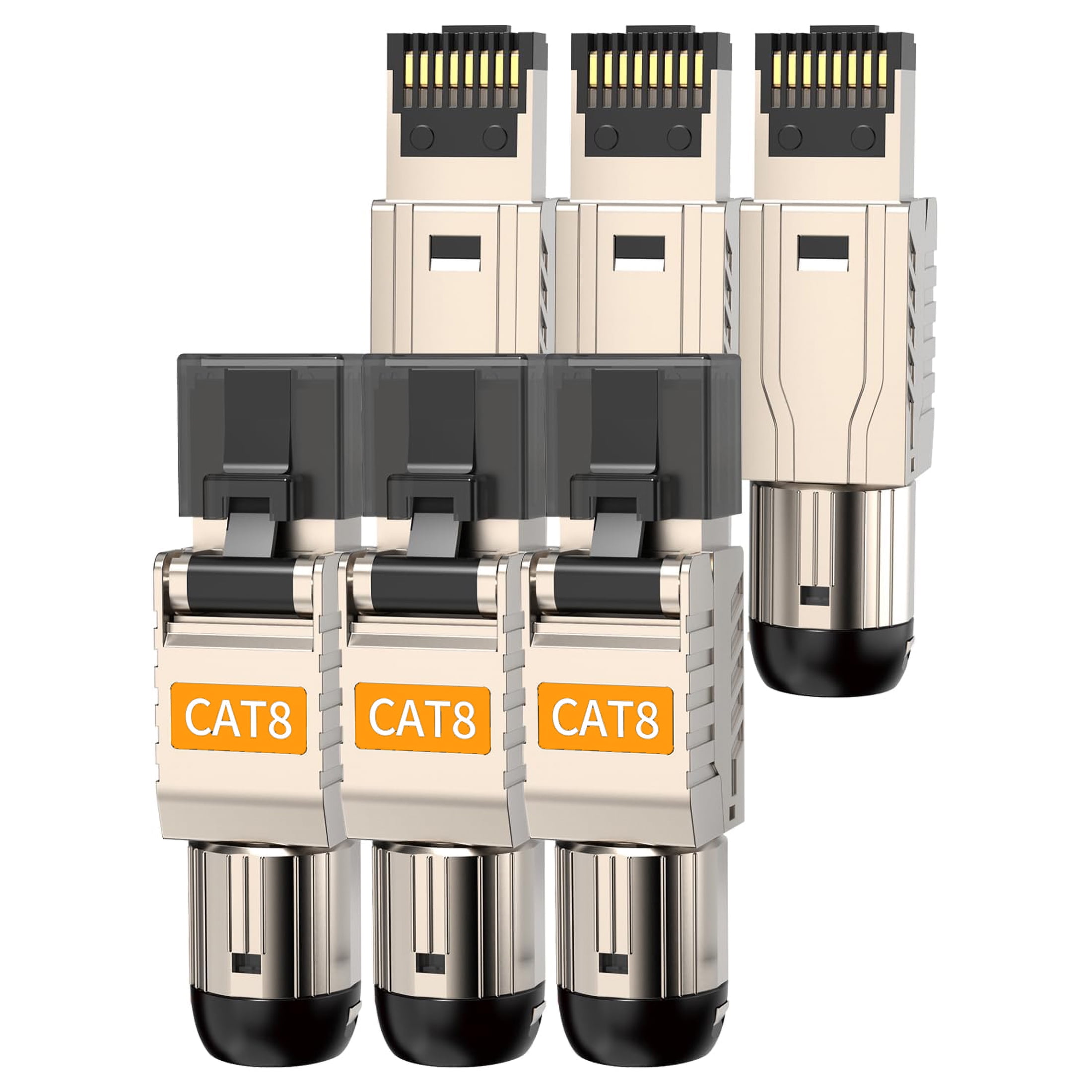 6-Pack RJ45 Connectors Tool Free Cat 8, Shielded RJ45 Modular Plugs 40 ...