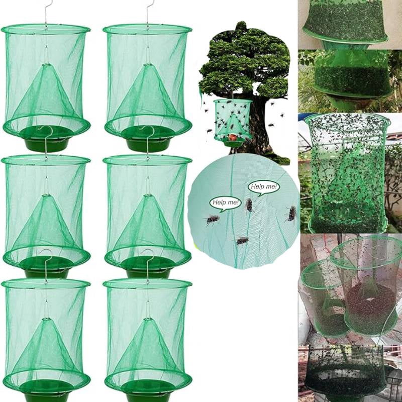 6 Pack Ranch Fly Trap Outdoor Hanging Reusable with Fishing Apparatus ...
