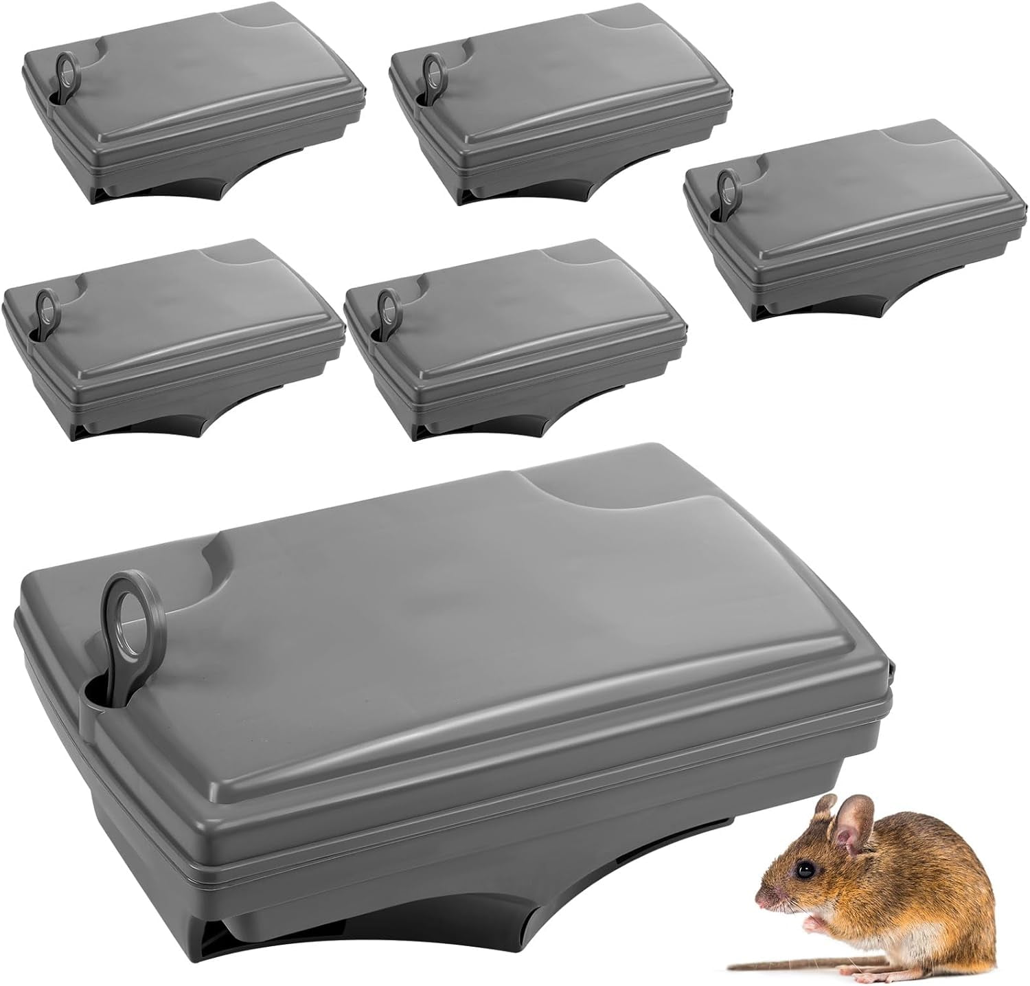 6 Pack Rat Bait Stations with 6 Keys Reusable Heavy Duty for Rodents Outdoor Mouse Poison Holder ...