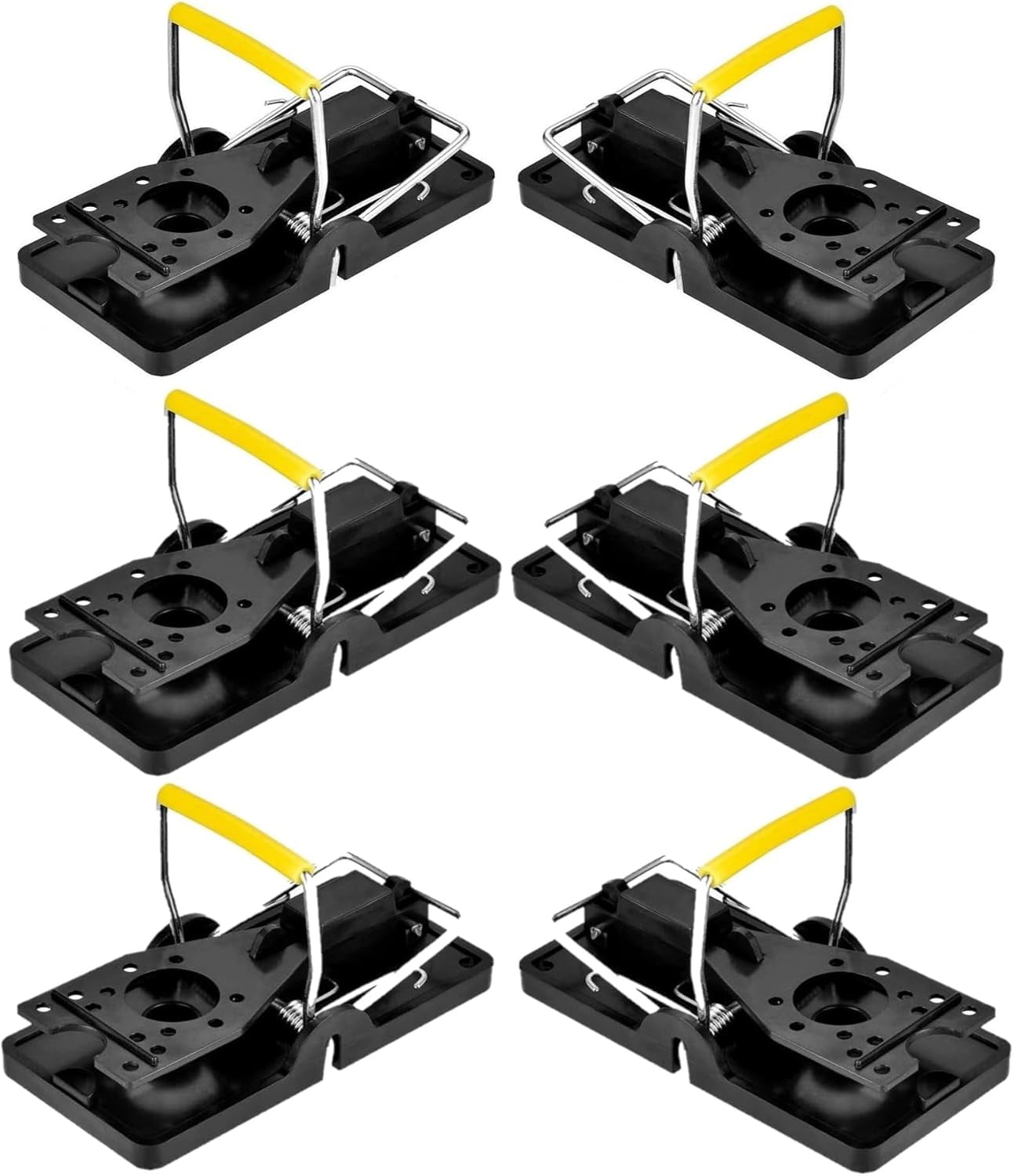 6 Pack - Rat Traps - Indoor/Outdoor, Reusable, Easy Setup, Powerful Stainless Steel Spring ...