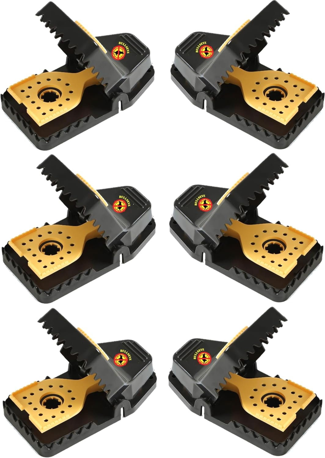 6 Pack - Rat Traps - Indoor/Outdoor, Reusable, Easy Setup, Powerful Stainless Steel Spring ...