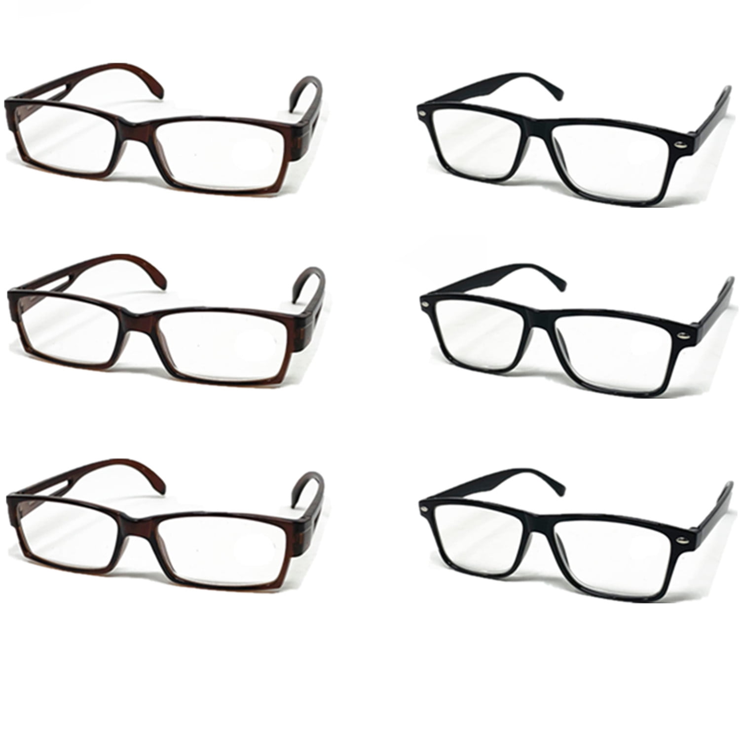 6 Pack Reading Glasses Men Women Unisex Readers Square Rectangle Frame ...