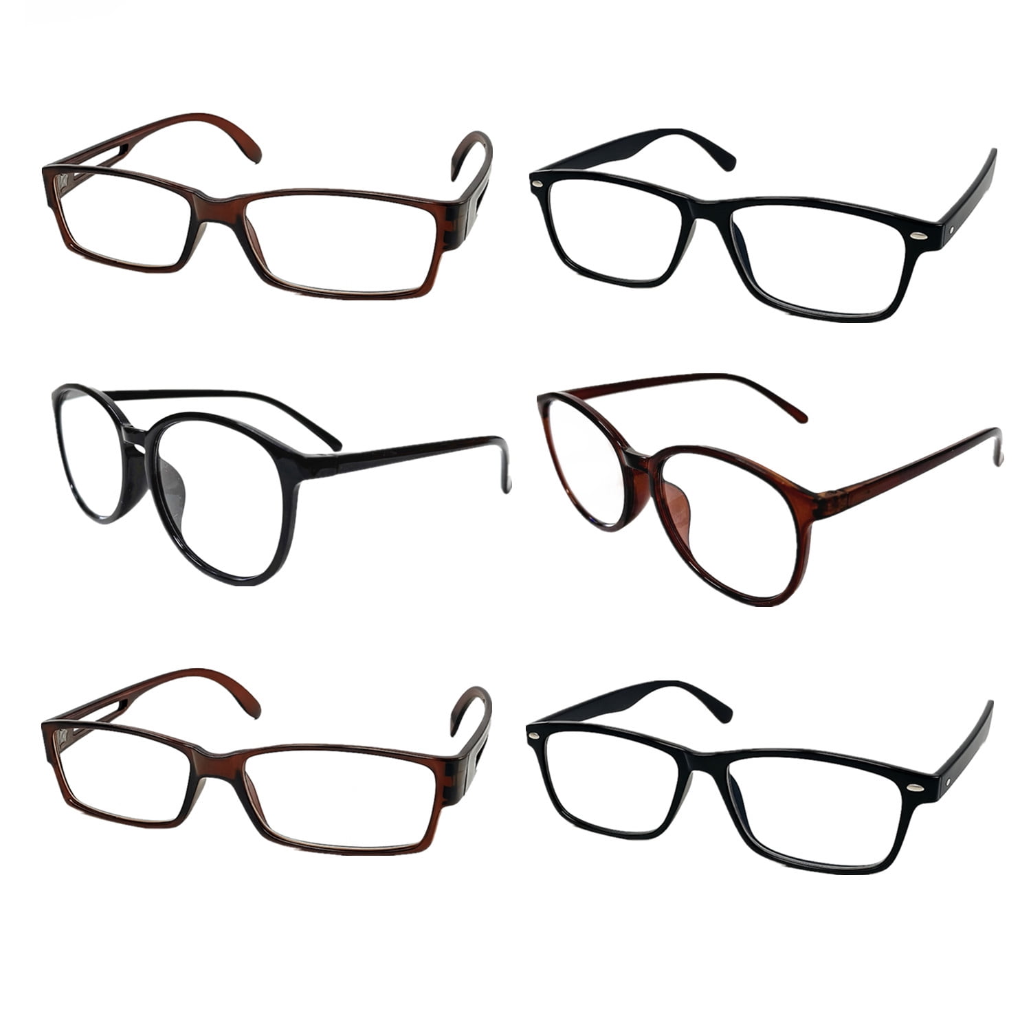 HomeNite 6 Pack Reading Glasses, Men Women Unisex Readers, +4.00 ...