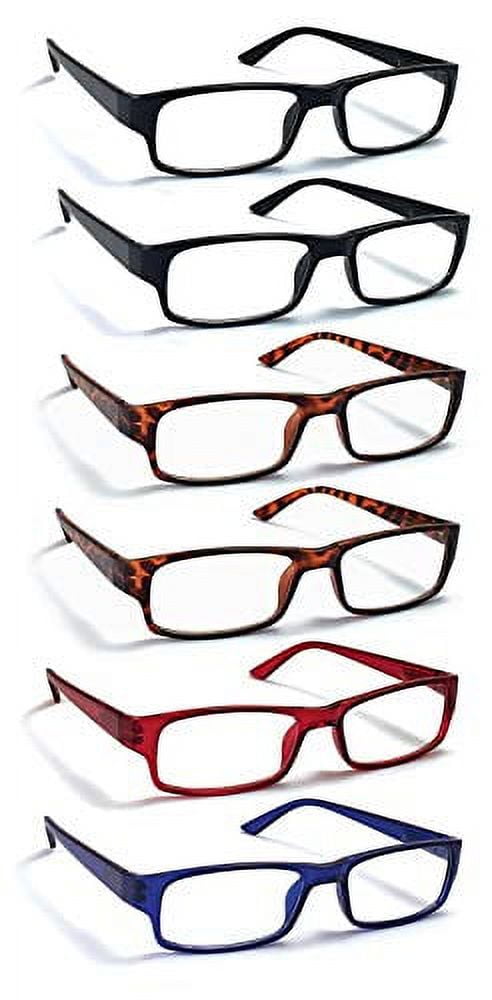 BOOST EYEWEAR Pack of 6 Rectangular Reading Glasses, Stylish Colors ...
