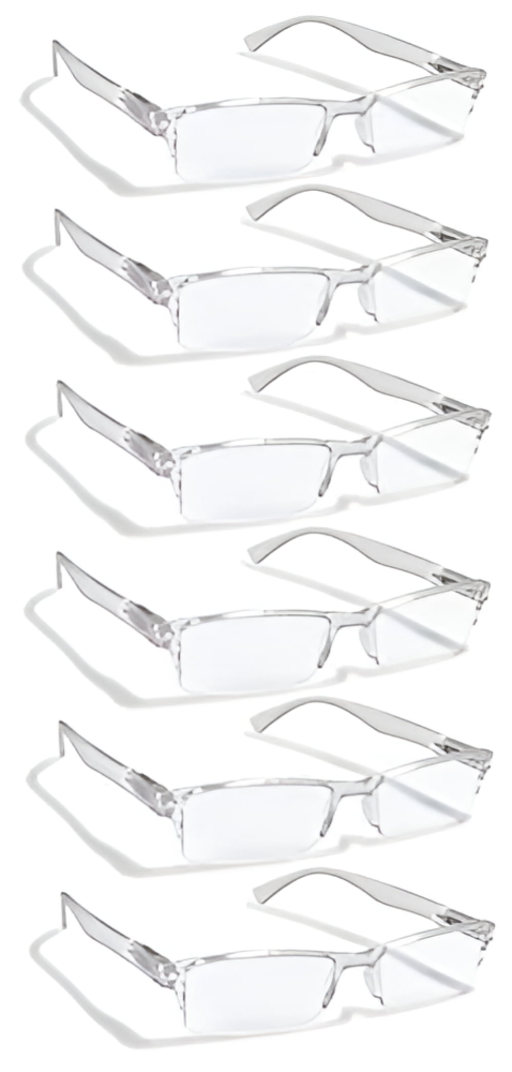 BOOST EYEWEAR 6-Pack Reading Glasses, Clear Half Rim, for Men/Women ...