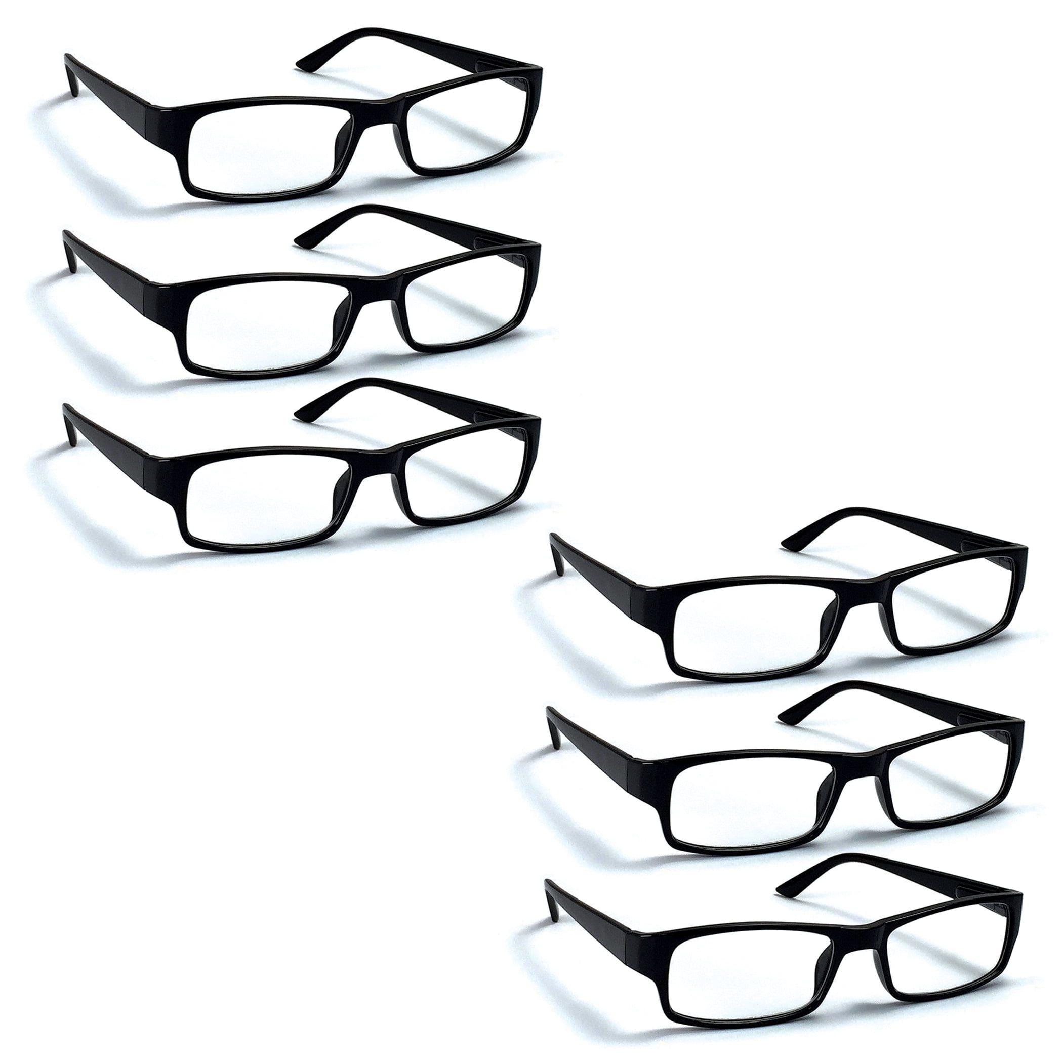BOOST EYEWEAR 6-Pack Reading Glasses, Black Frames, Unisex, Comfort ...