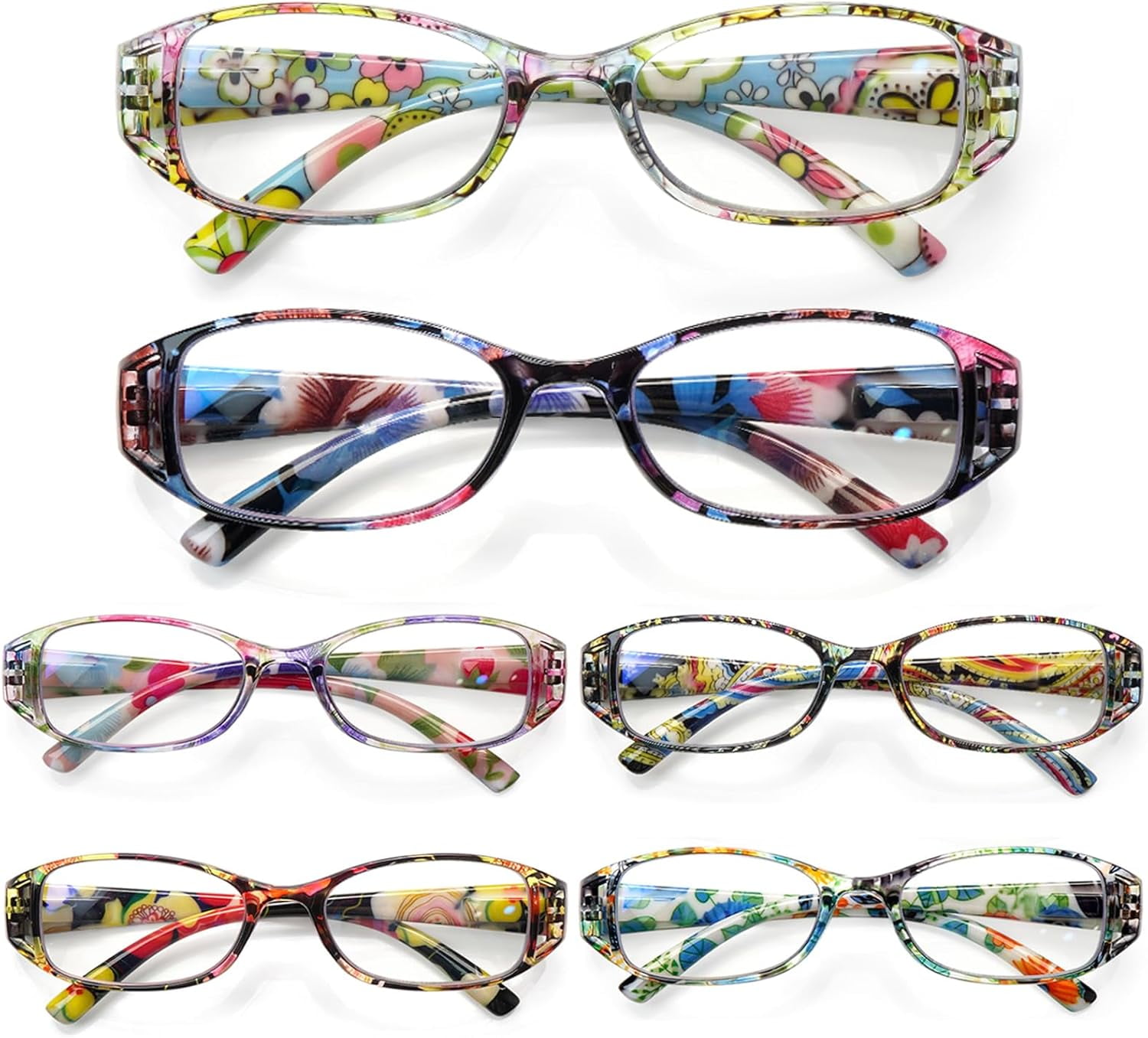 6 Pack Reading Glasses for Women, Blue Light Blocking Ladies Readers ...
