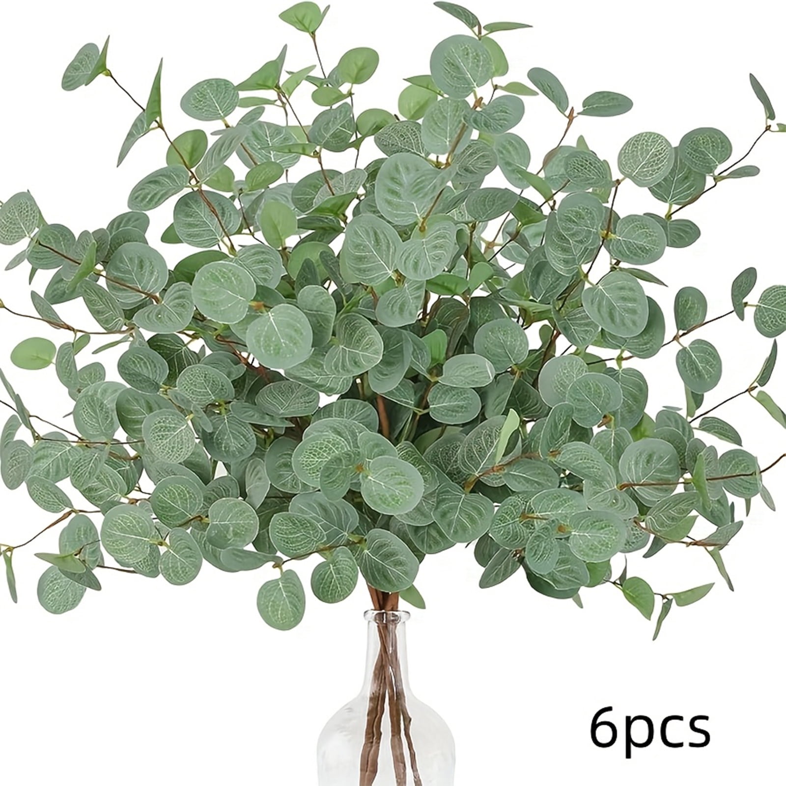 6-Pack Realistic Eucalyptus Leaf Artificial Plants Bouquet for Indoor ...