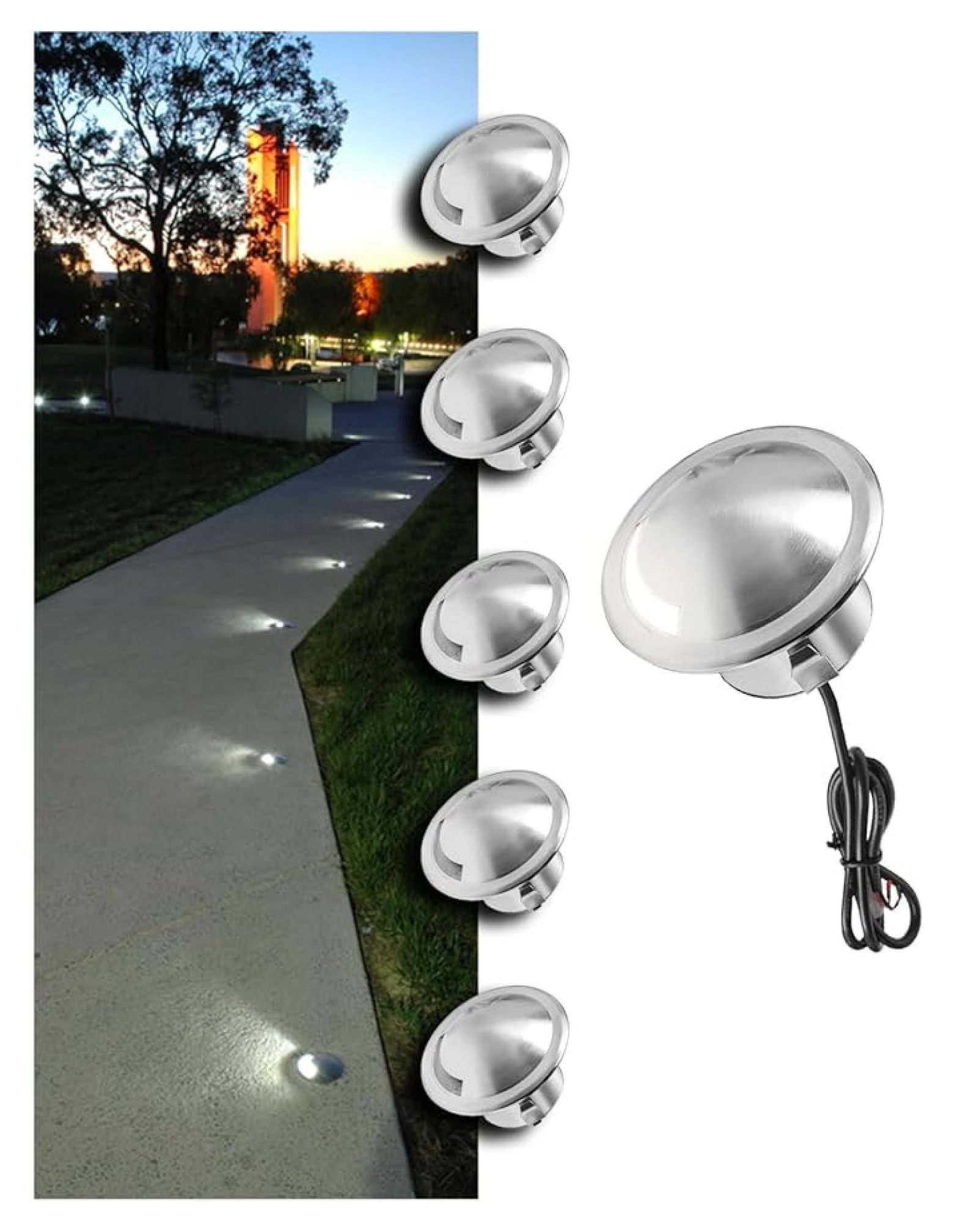 6-Pack Recessed LED Deck Light, 4W 12V Low Voltage Landscape Lighting ...