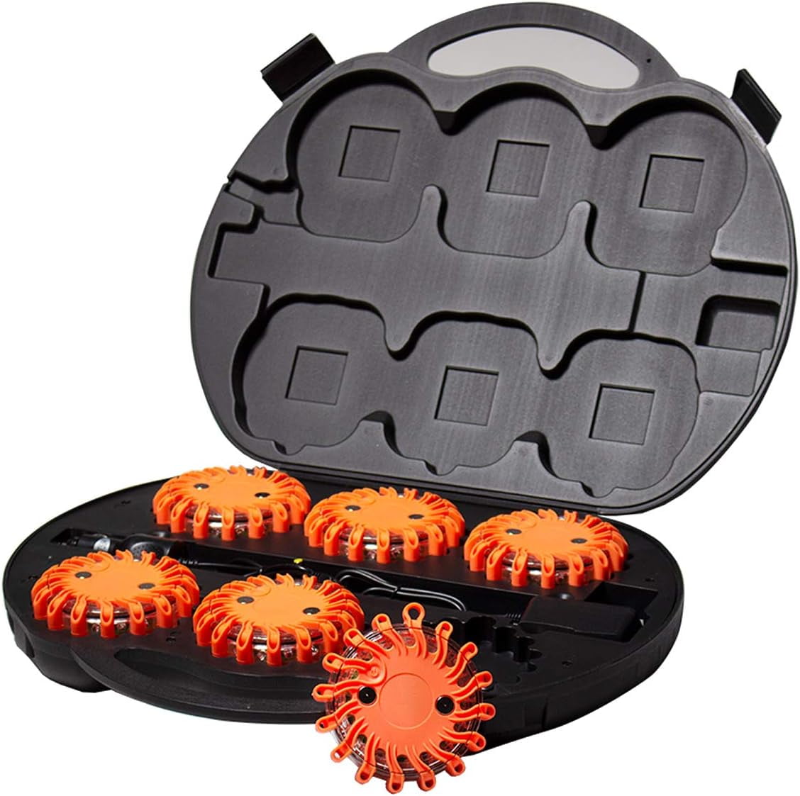 6 Pack of Rechargeable 16 LED Road Flare Disc Warning Beacon Emergency ...