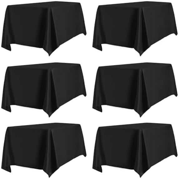 6 Pack Rectangle Black Table Cloths 60 x 126 Inch for 6Ft Tables, Stain ...
