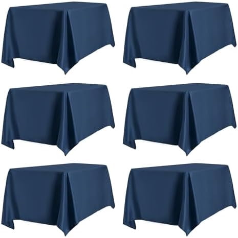 6 Pack Rectangle Navy Blue Table Cloths 90 x 156 Inch for 8Ft Tables ...