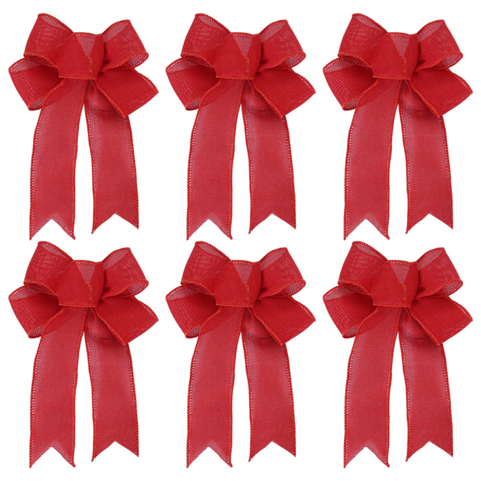 6 Pack Red Bows Christmas Tree Decorations, 9"x7" Large Velvet Wreath ...