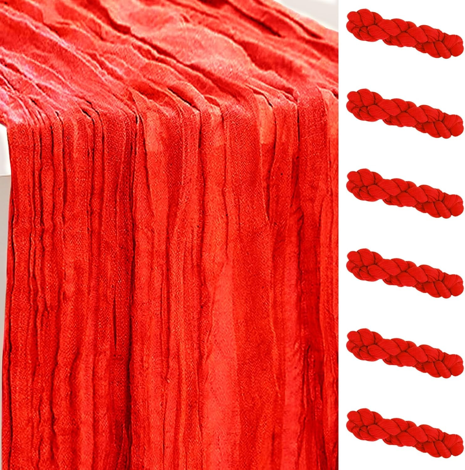 6 Pack Red Cheesecloth Table Runner 35x120 Inch 10Ft Rustic Gauze ...