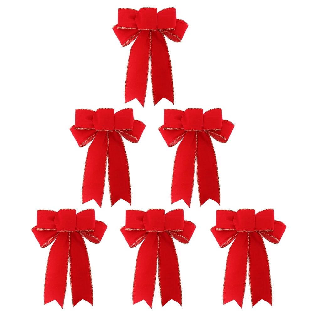 6 Pack Red Christmas Bows Outdoor Decorations,7" x 9" Large Velvet ...