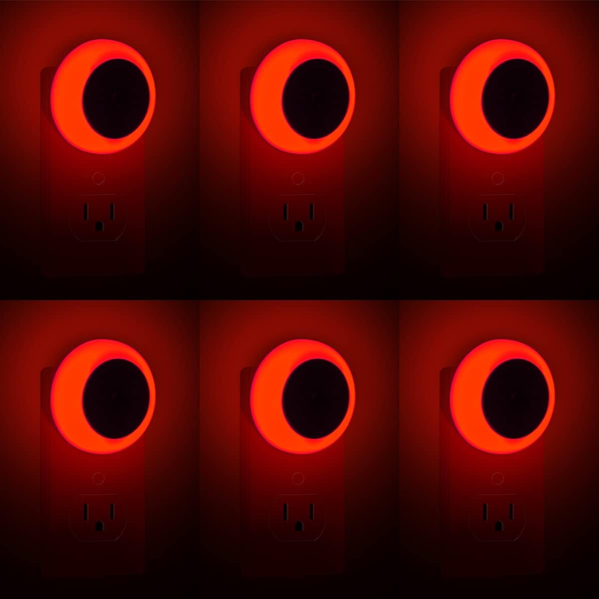 6 Pack Red LED Plug into Wall with Dusk to Dawn sensors Plug in Night ...