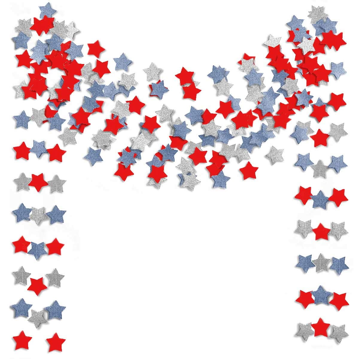 6 Pack Red White Blue Patriotic Star Streamers Garland, Double-Sided ...