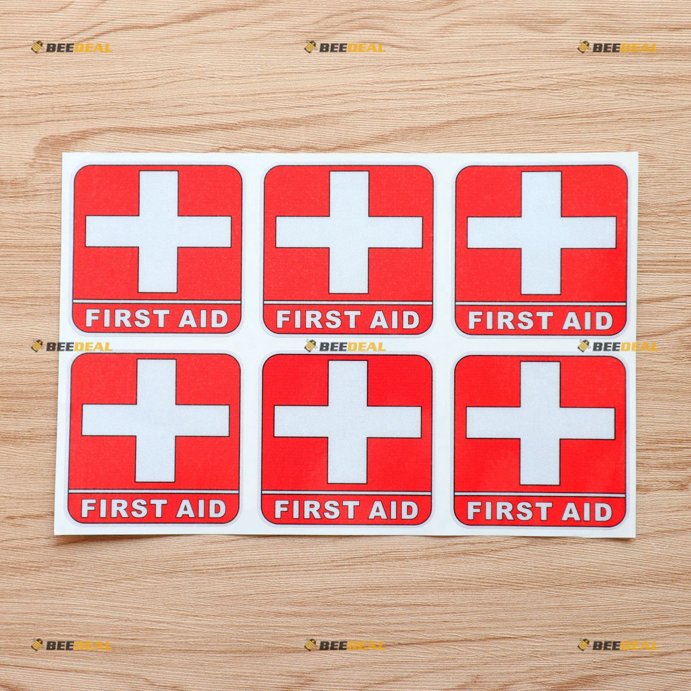6 Pack Reflective, 3 Inches - First Aid Symbol Cross Universal Red ...