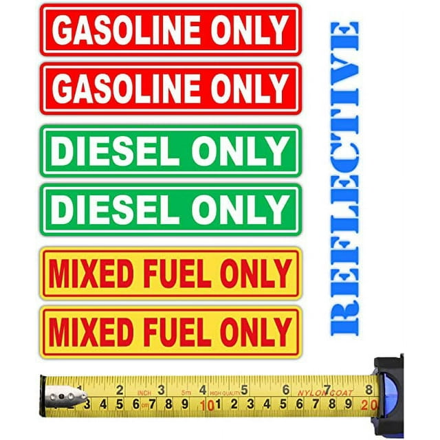 6 Pack | Reflective Mixed Fuel Only, Gasoline Only, Diesel Only, Fuel ...