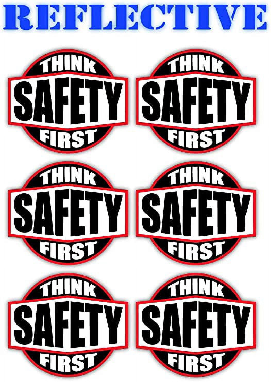 6 Pack | Reflective Think Safety First Hard Hat Stickers | Motorcycle ...