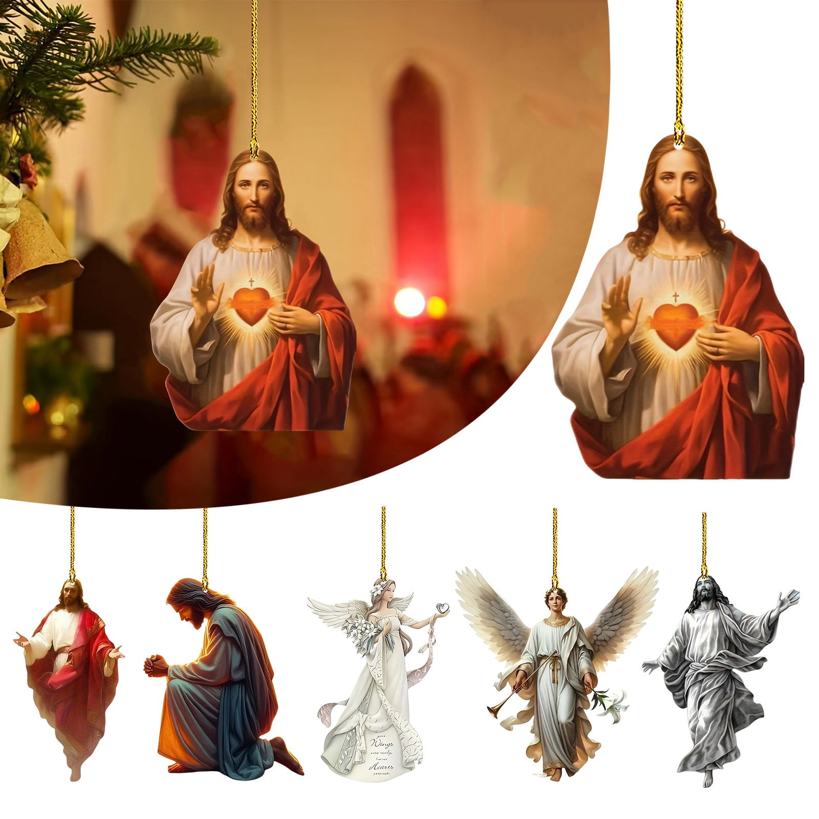 6 Pack Religious Jesus Ornaments, Holy Family Hanging Decor, 3.1 inch ...