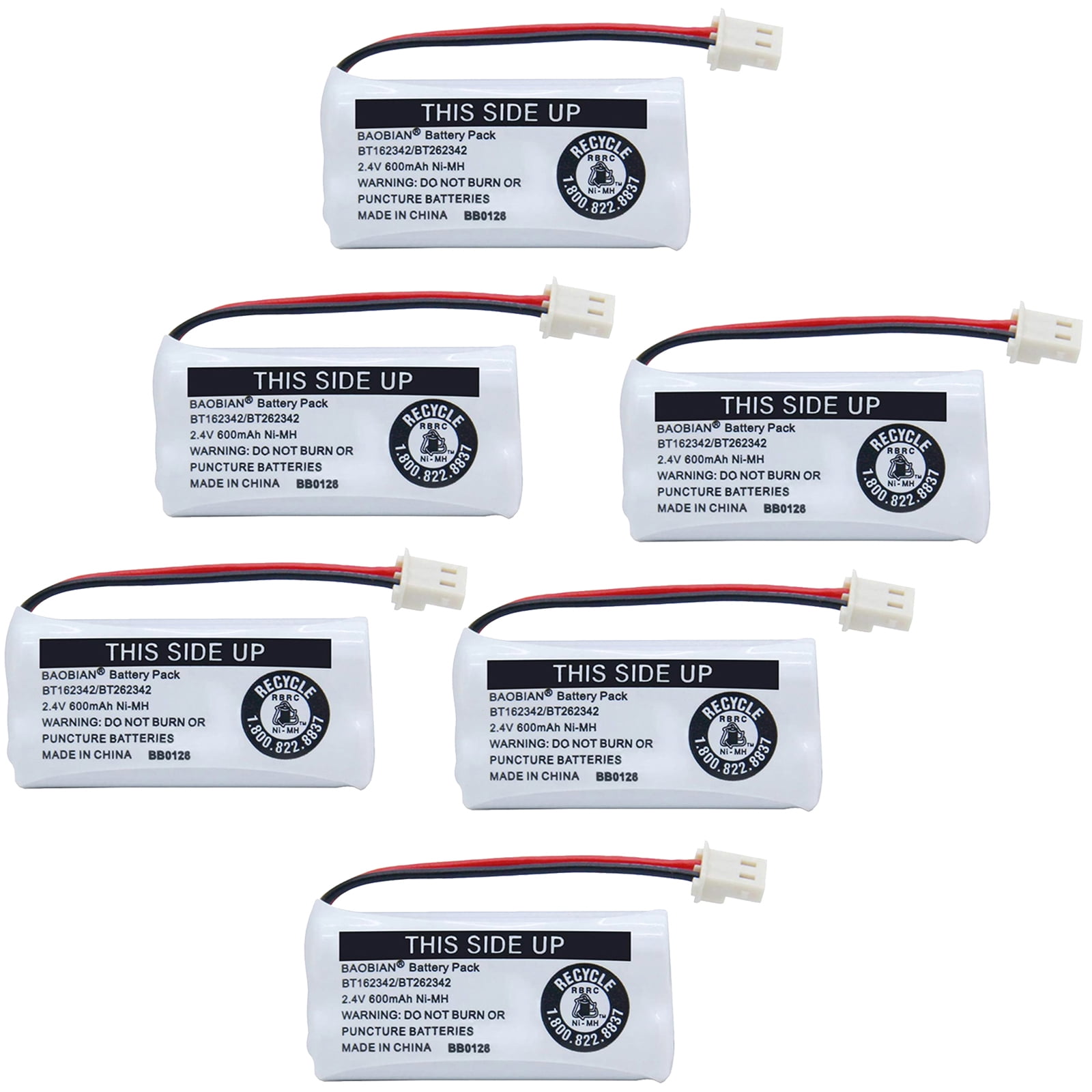 (6-Pack)Replacement Battery BT162342 / BT262342 for Vtech AT&T Cordless ...