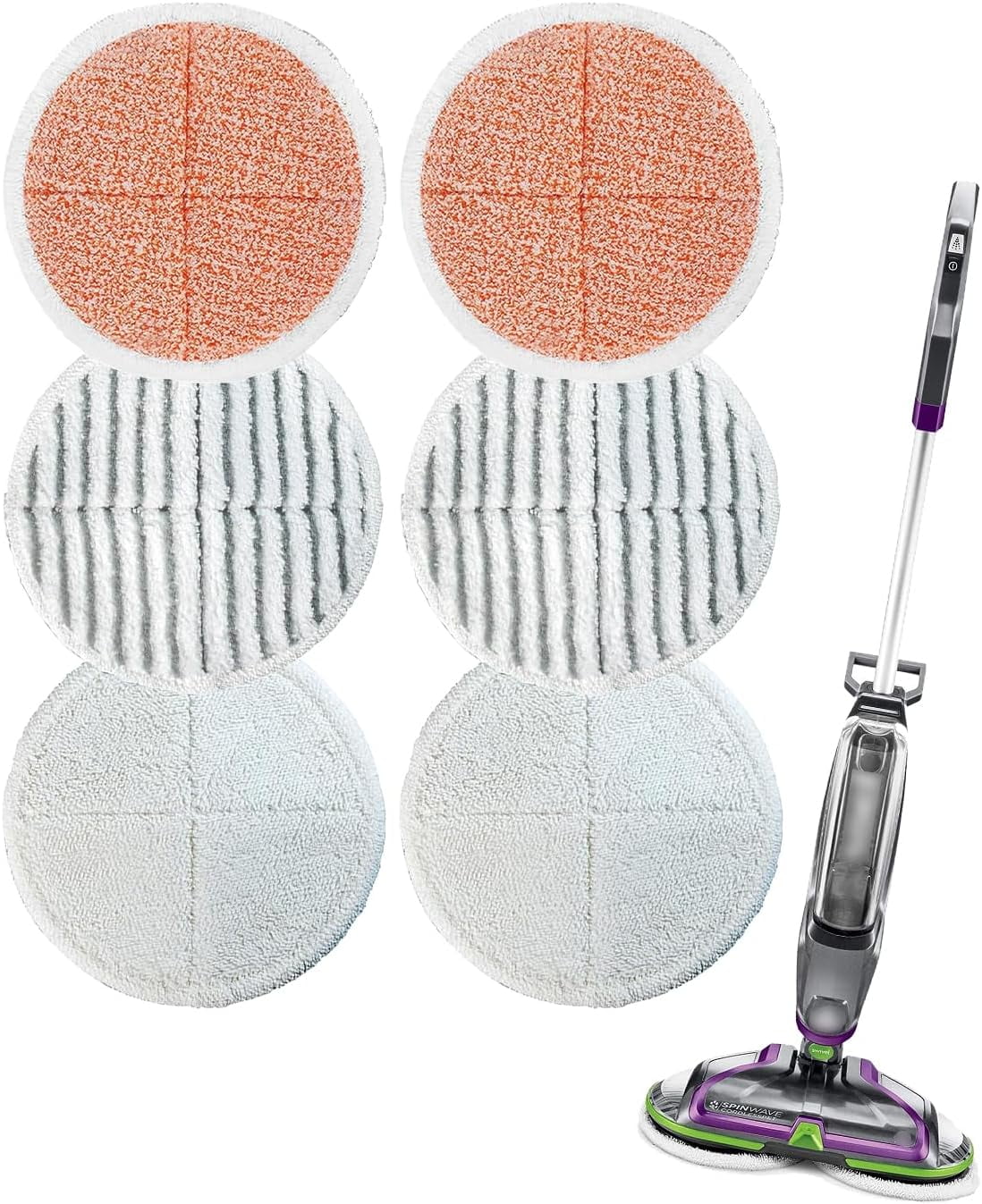 6 Pack Replacement Mop Pads Compatible with Bissell Spinwave Mop: 2124 ...