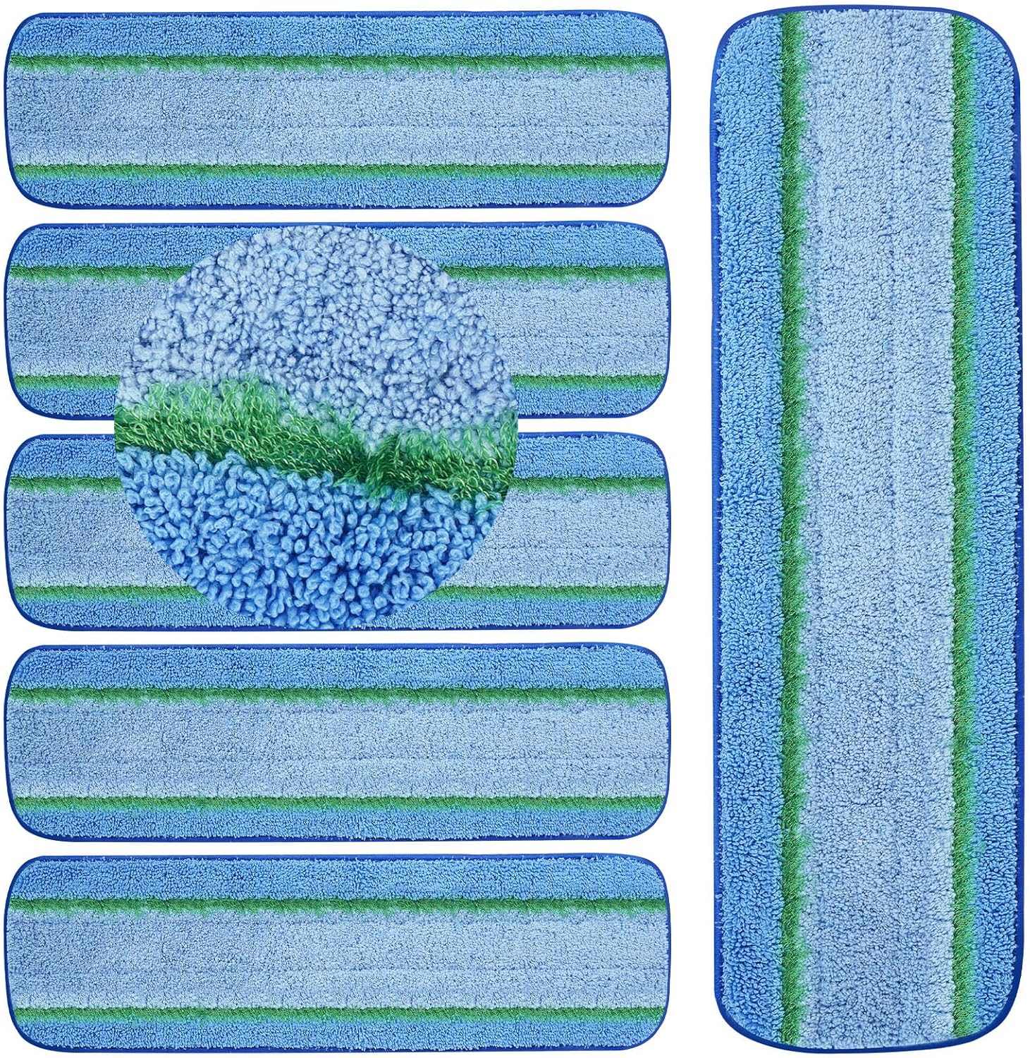 6 Pack Replacement Pads for Bona Family of Mops, Deep Cleaning Microfiber Mop Pads for Hardwood ...