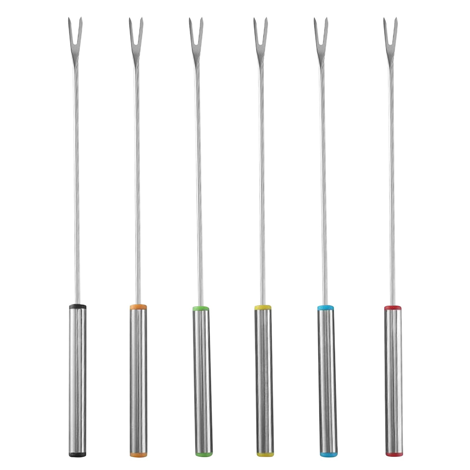 6-Pack Retractable BBQ Roasting Forks - Stainless Steel U-Shaped ...
