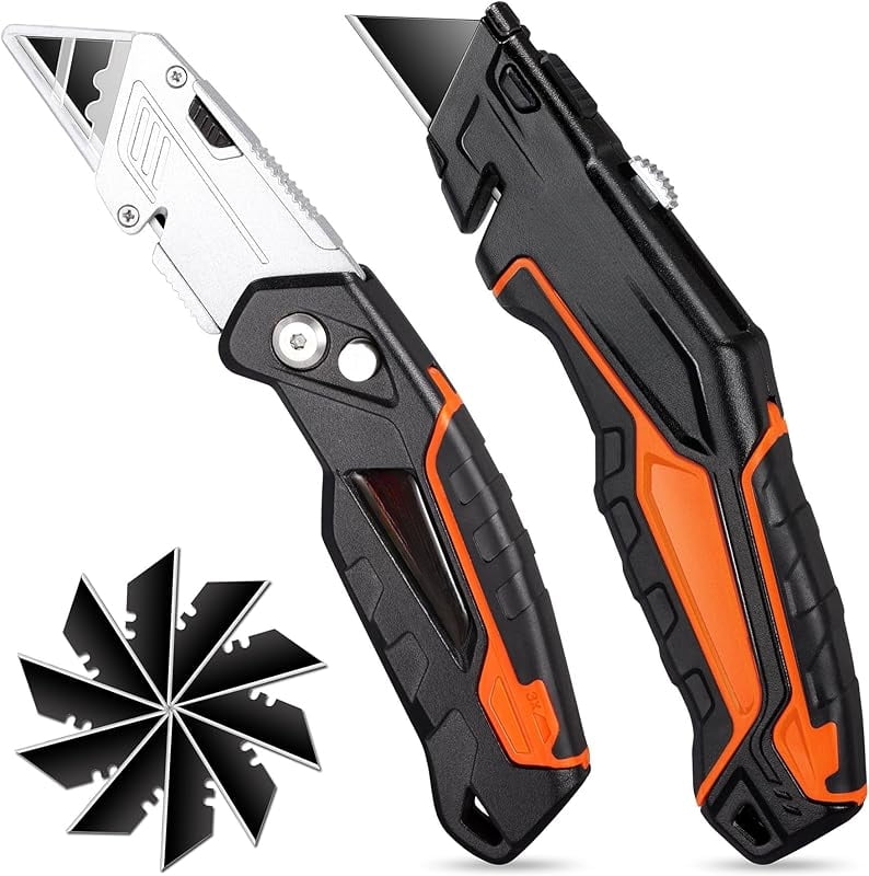 6 Pack Retractable Folding Utility Knife, SK5 Heavy Duty Box Cutter for ...