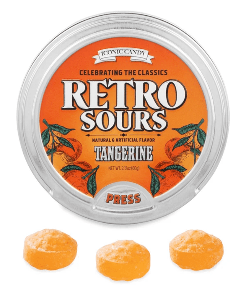 6-Pack Retro Sours Candy - Tangerine Flavor, Classic Sour Hard Candy in ...